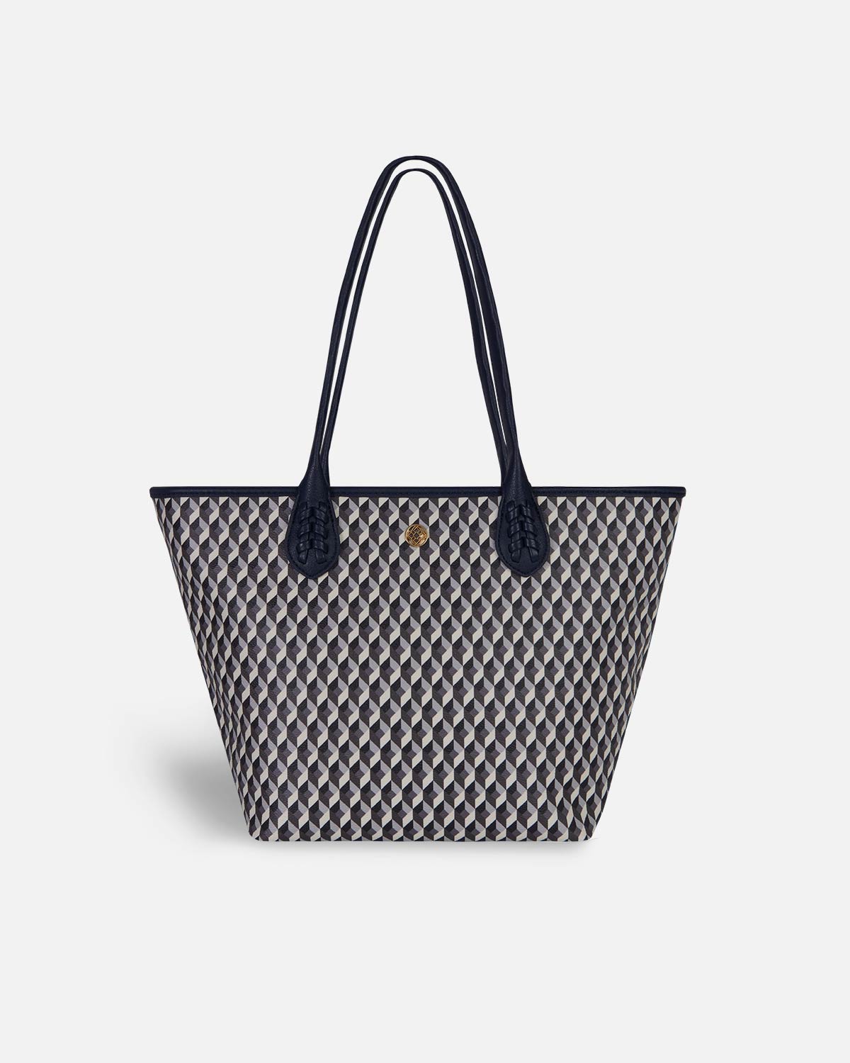 Navy Geometric Print Handbag